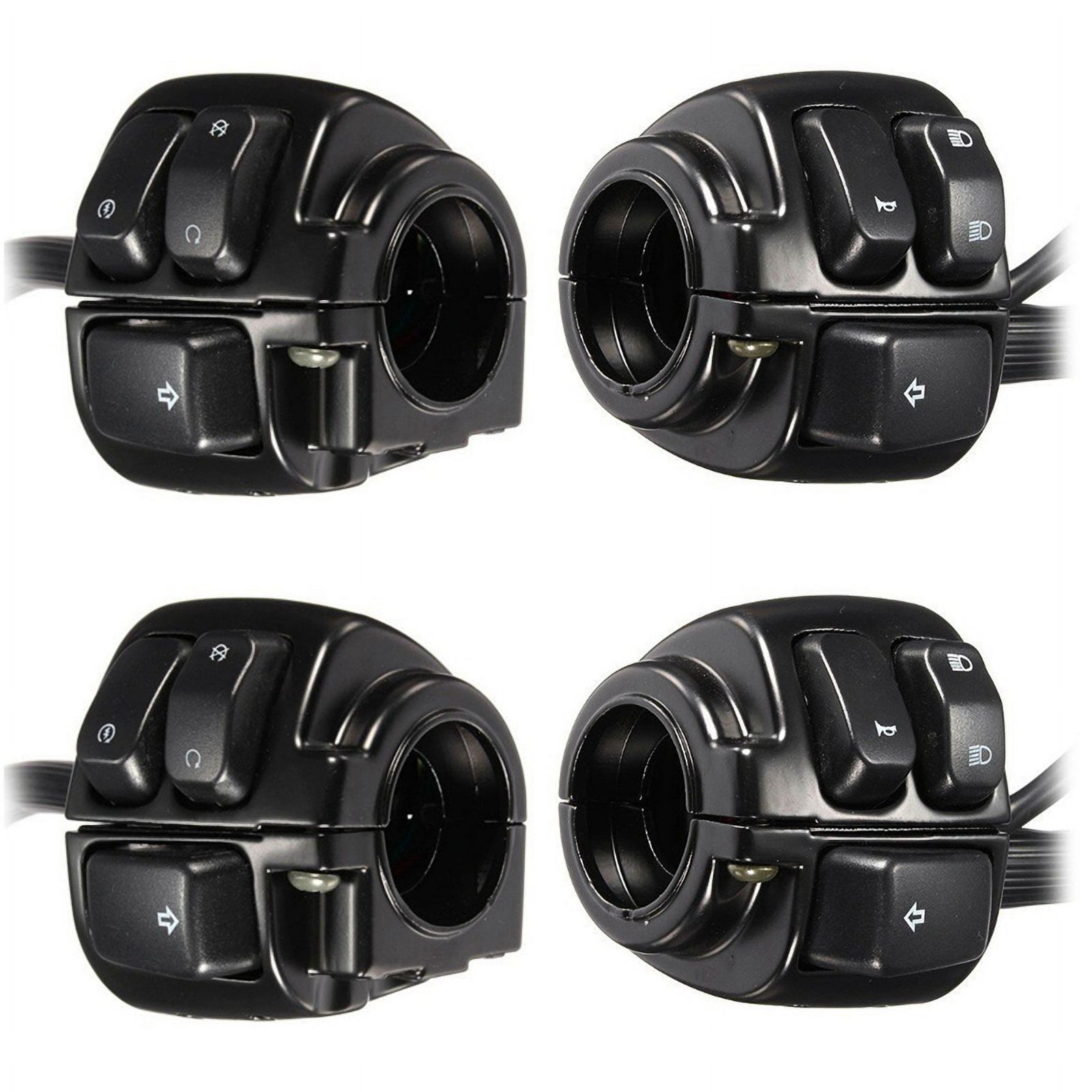 2 Pair Motorcycle Handlebar Control Lights Switch (25mm) with Wiring ...