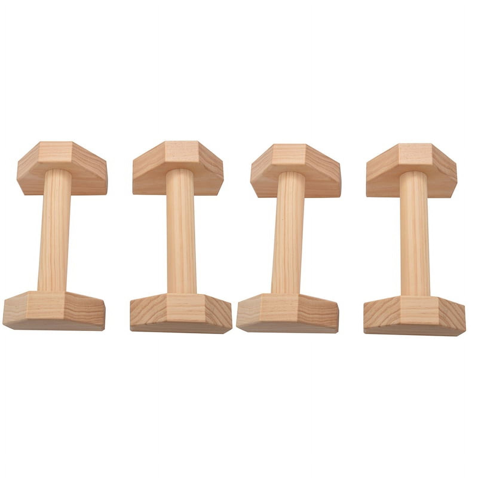 2 Pair Parallettes Calisthenics Handstand Bar Wooden Training Gear Push ...