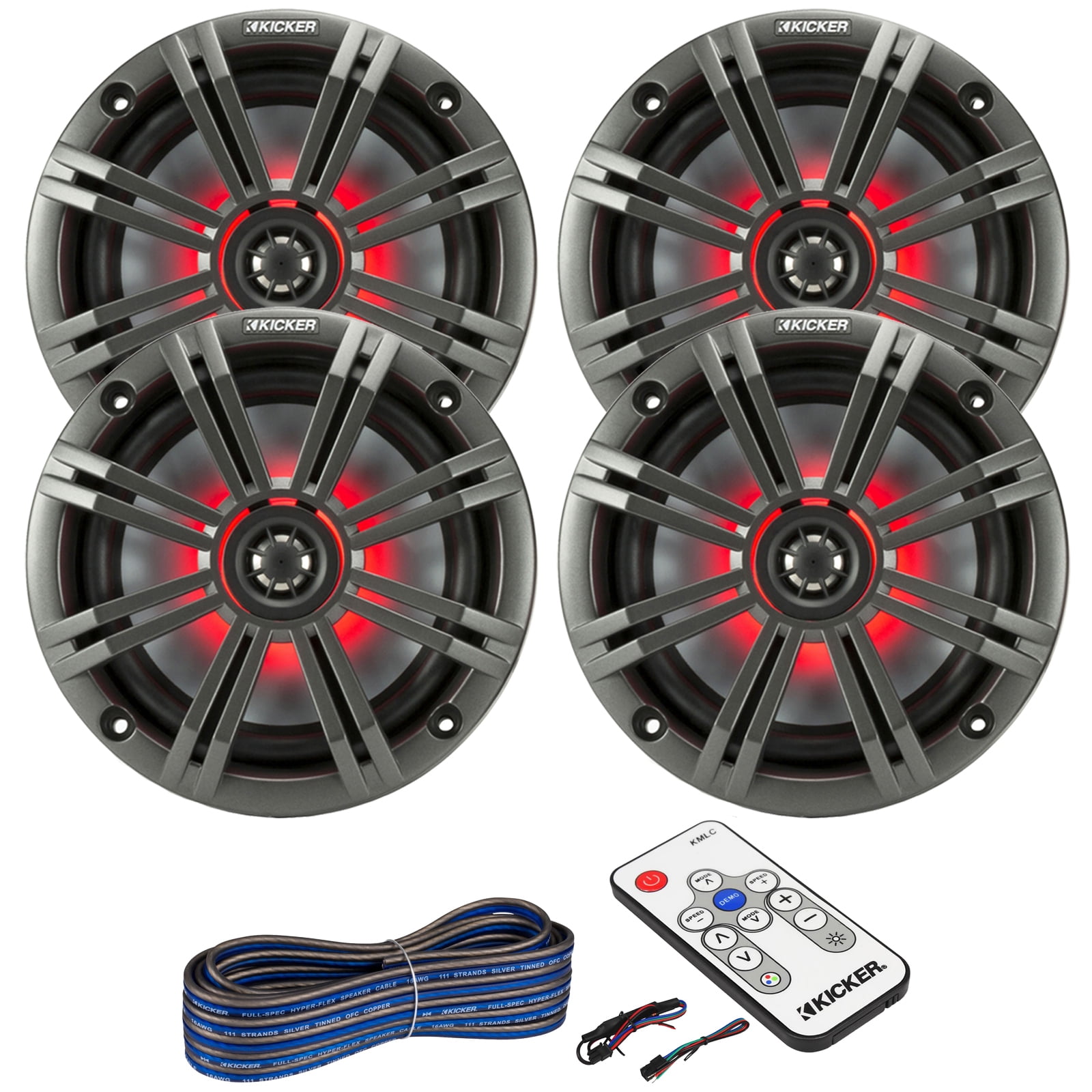 2 Pair (QTY 4) of Kicker 6.5" 2-Way 195 Watts Max Power Coaxial Marine ...