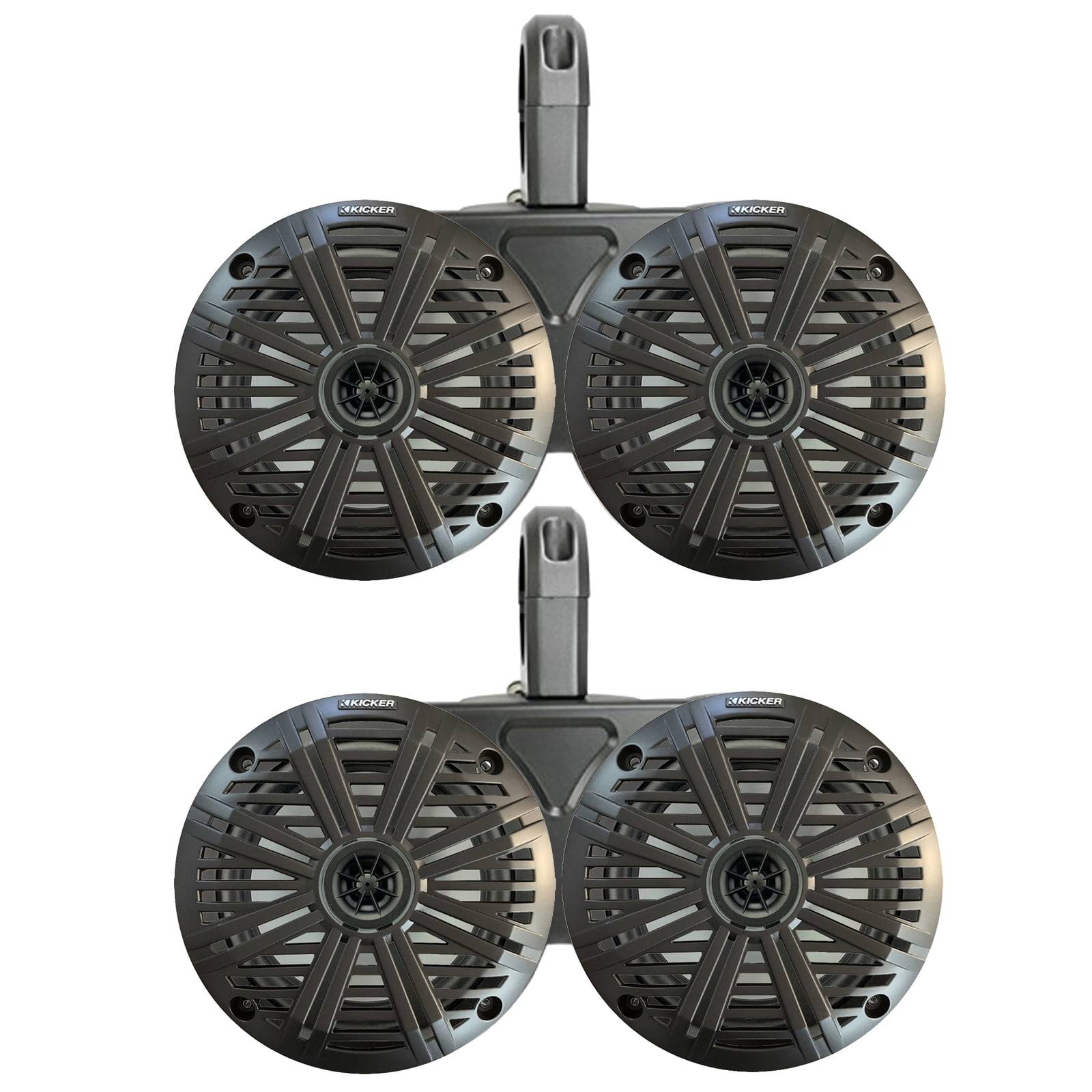 2 Pair (QTY 4) of Kicker 6.5" 2-Way 195 Watts Max Power Coaxial Marine ...