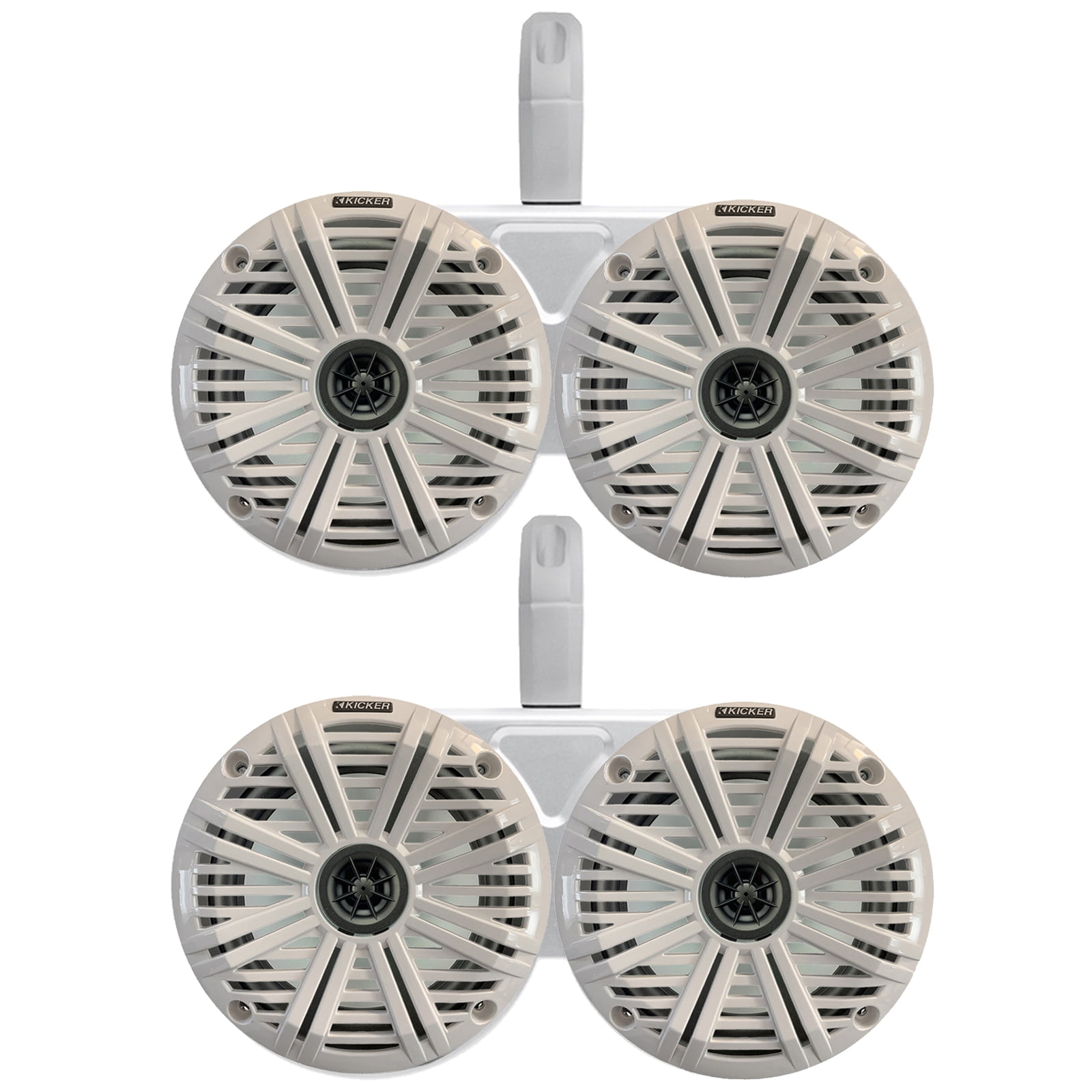 2 Pair (QTY 4) of Kicker 6.5" 2-Way 195 Watts Max Power Coaxial Marine ...
