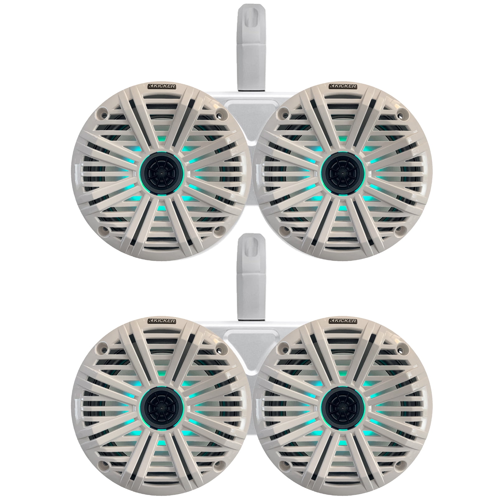 2 Pair (QTY 4) of Kicker 6.5" 2-Way 195 Watts Max Power Coaxial Marine ...