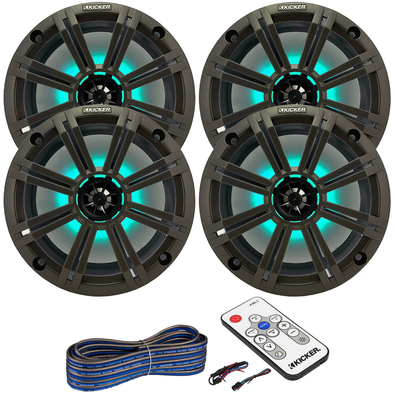 2 Pair (QTY 4) of Kicker 8" 2-Way 300 Watts Max Power Coaxial Marine ...