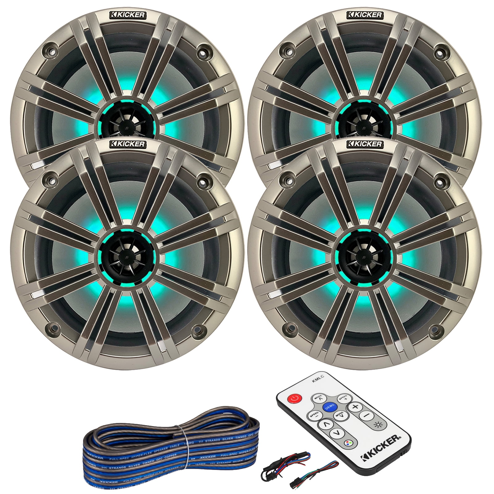 2 Pair (QTY 4) of Kicker 8" 2-Way 300 Watts Max Power Coaxial Marine ...