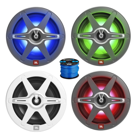 2 Pair (Qty 4) of JBL Club 82 8" 450W 2-Way Marine Multicolor LED Audio ...