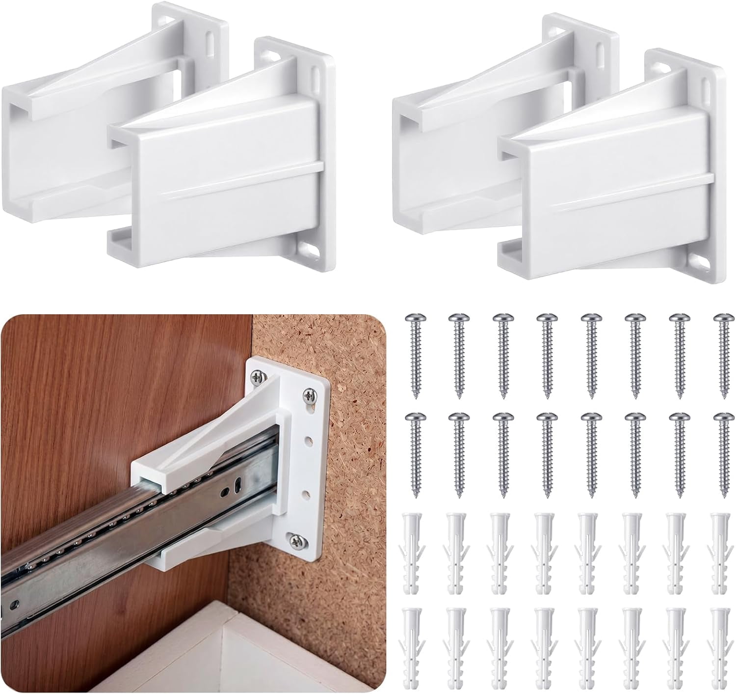 2 Pair Rear Drawer Mounting Bracket Compatible with 1284-3 Replacement ...