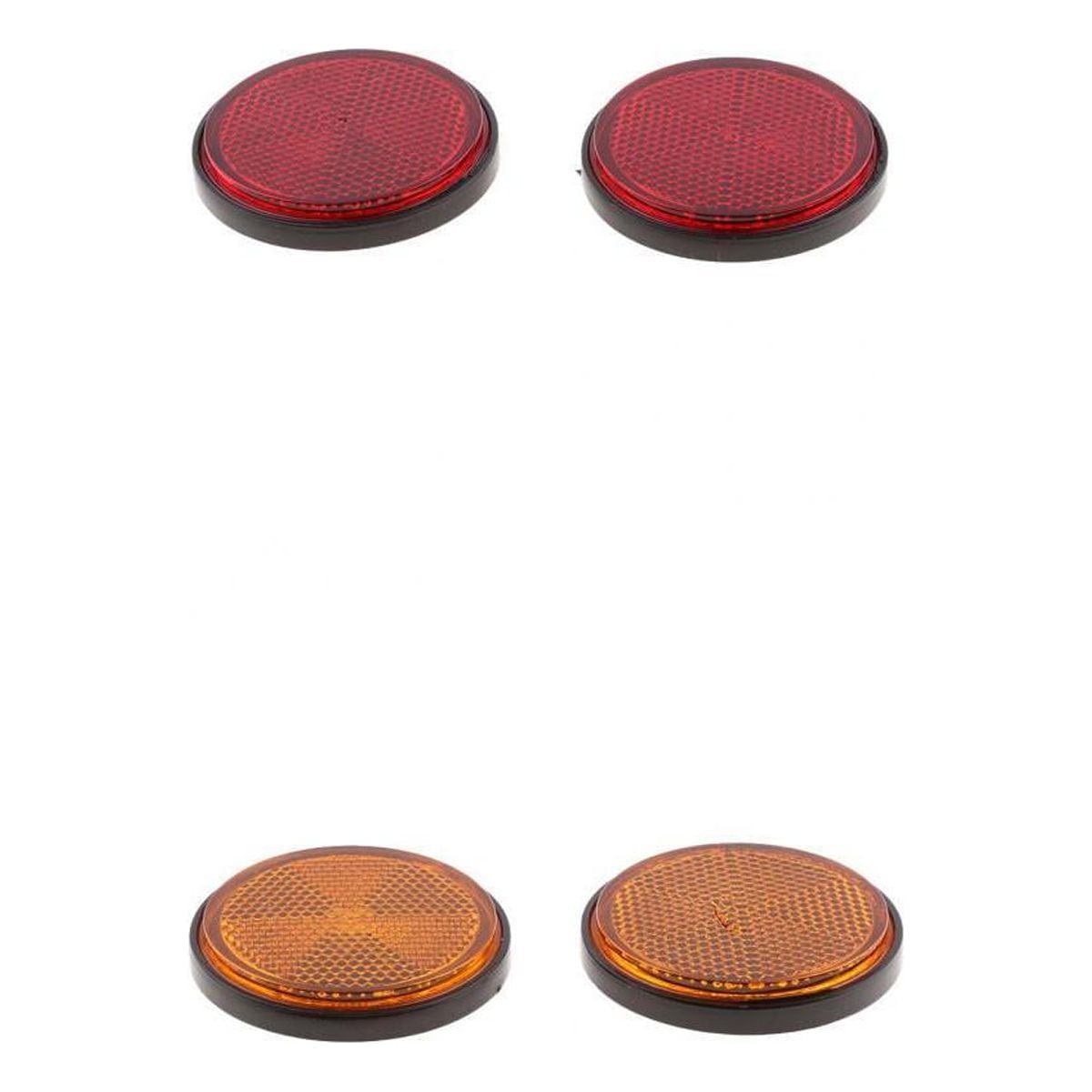 2 Pair Round Reflectors Tail Brake Stop Marker Light Lamp Reflector ...