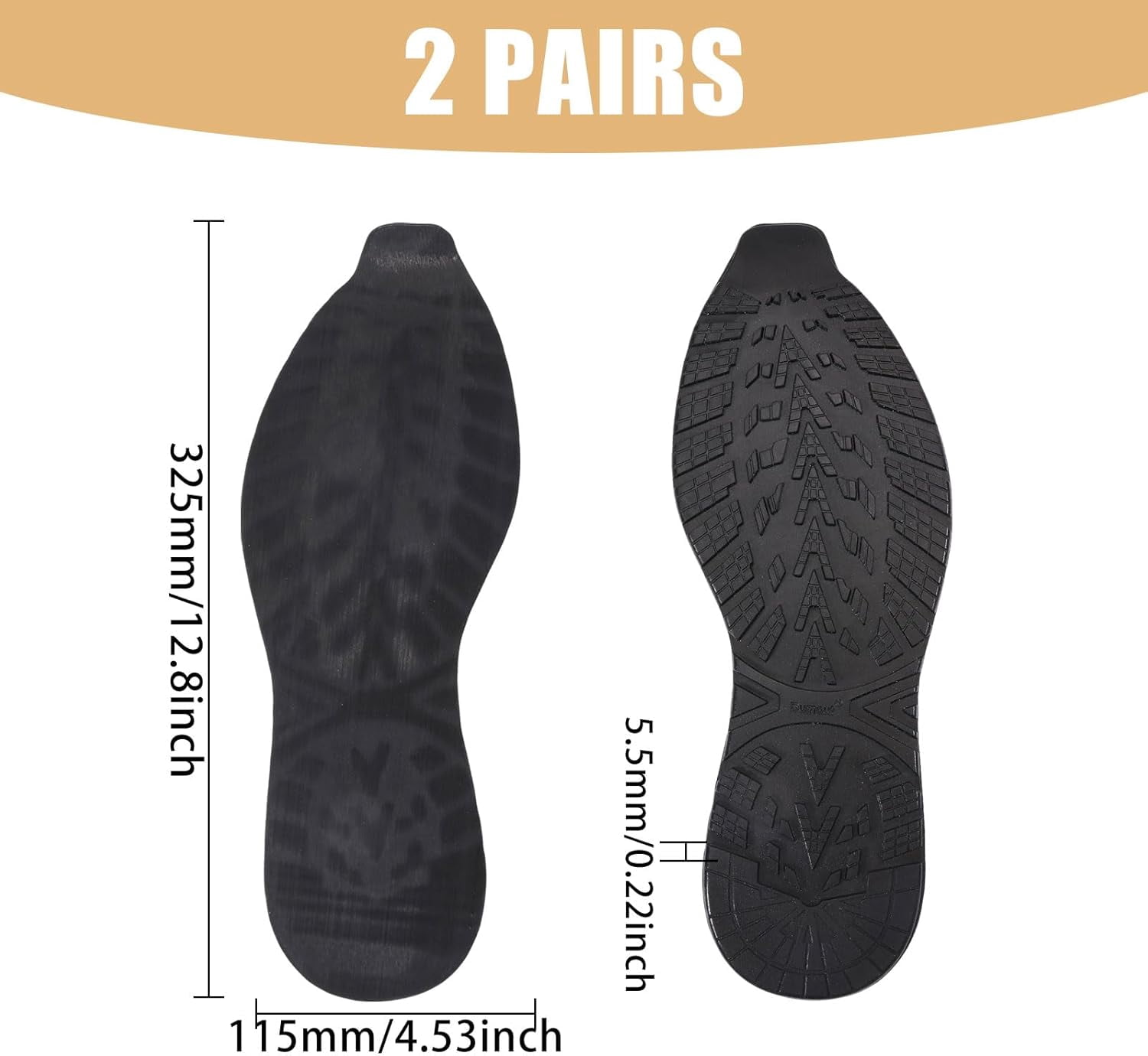 2 Pair Rubber Soles Shoe Replacement for DIY Shoes Rubber Full Out Sole ...