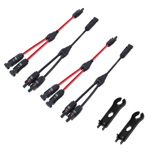 2 Pair Solar Panel Y-Branch Cable Connector Splitter/Coupler Series ...