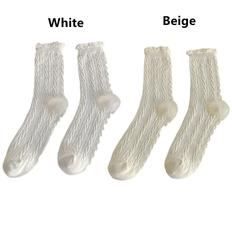 2 Pair Spring Autumn JK Socks Cute White Socks Women Japan Style Lace Frilly Ruffle Sock Lolita ...