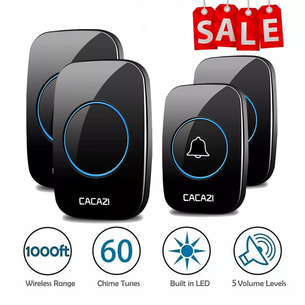 2 Pair Wireless Doorbell Waterproof 1 Plugin Receiver Adjustable Volume ...
