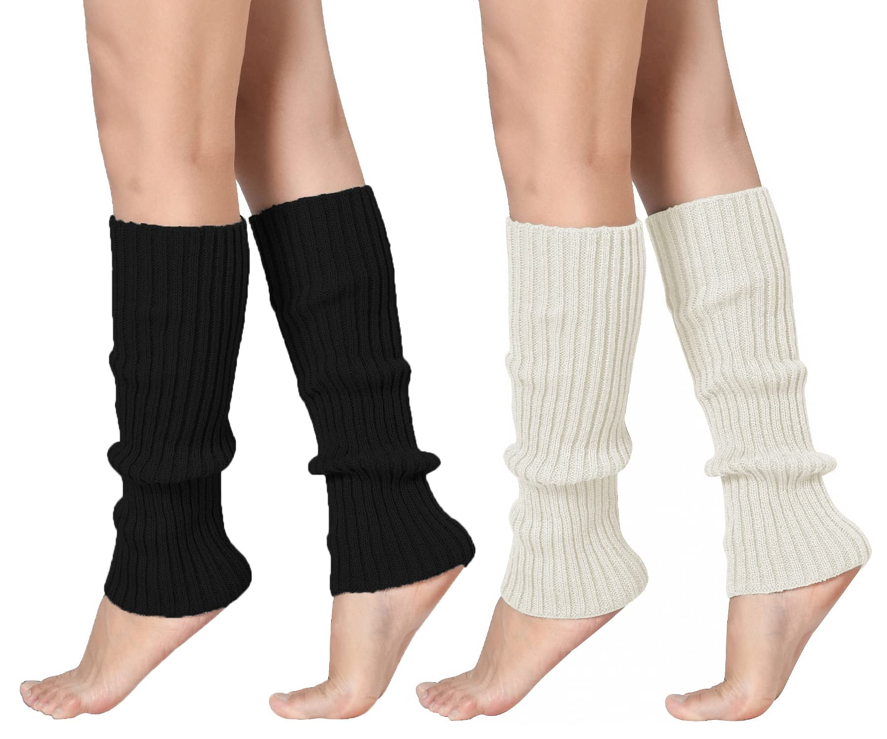 2 Pair Women Winter Leg Warmers, Ribbed Knit Leg Warmers,Fashion Solid ...