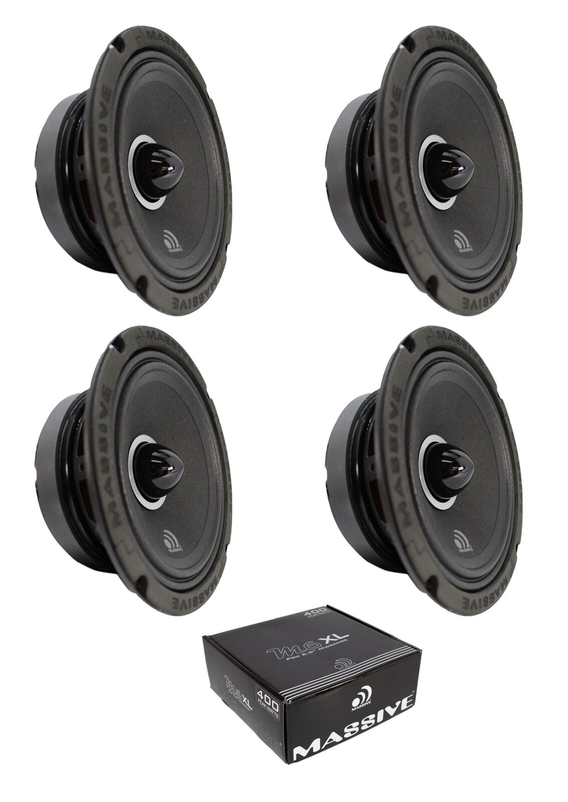 2 Pair of Massive Audio M6XL Pro 6.5" 1600W 8 Ohm Bullet Mid-Range ...