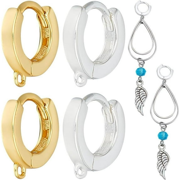 2 Pairs 2 Colors 925 Sterling Silver Leverback Earwires Golden Silver ...