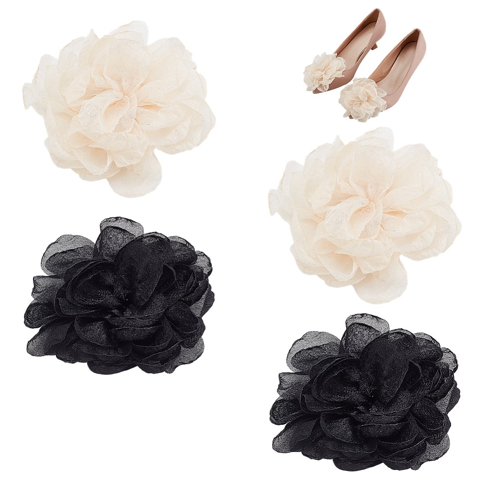 2 Pairs 2 Colors Alloy Shoe Buckle Clips Detachable Organza Shoe ...