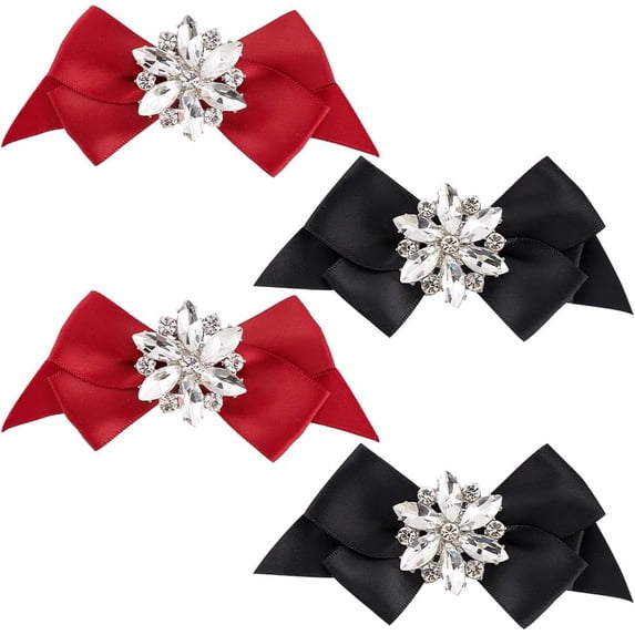 2 Pairs 2 Colors Bowknot Polyester Shoe Decorations Detachable Shoe ...