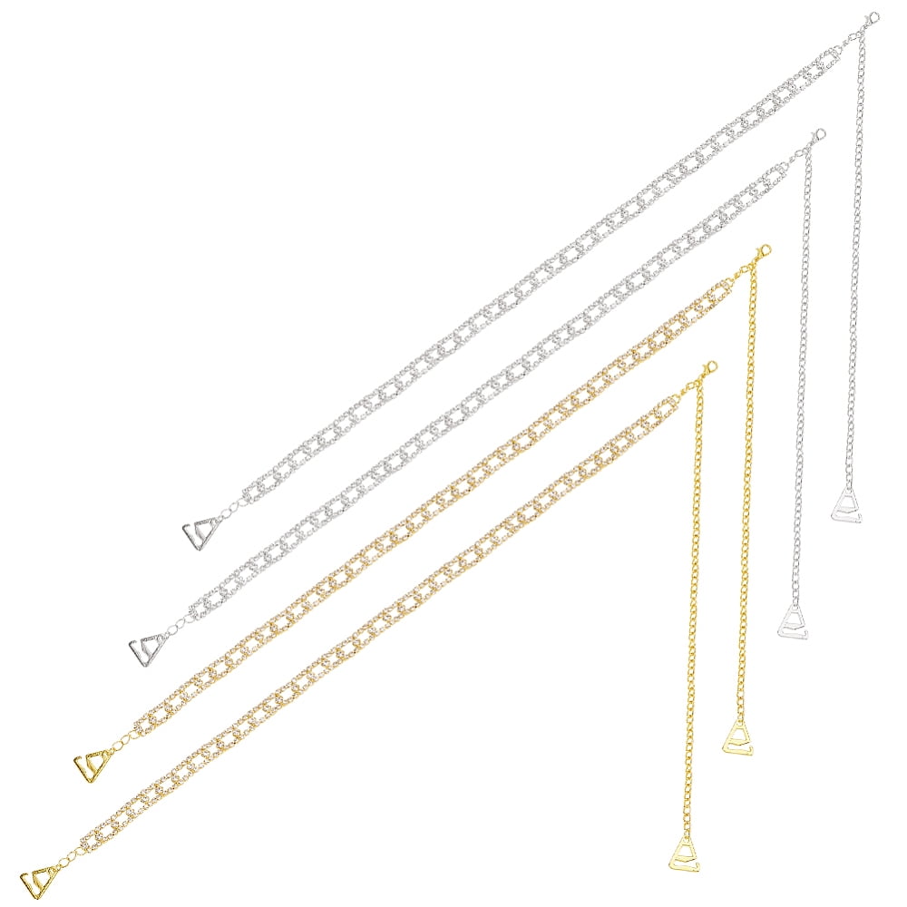 2 Pairs 2 Colors Rhinestone Chain Non-slip Bra Straps with Alloy ...