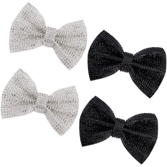 2 Pairs 2 Colors Rhinestone Shoe Clips Bowknot Shoes Buckle Removable ...