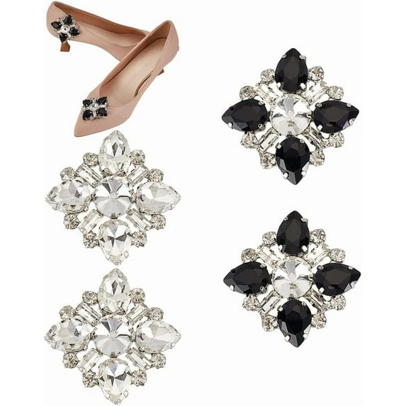 2 Pairs 2 Colors Rhinestone Shoe Clips Iron Shoe Decorative Clips ...