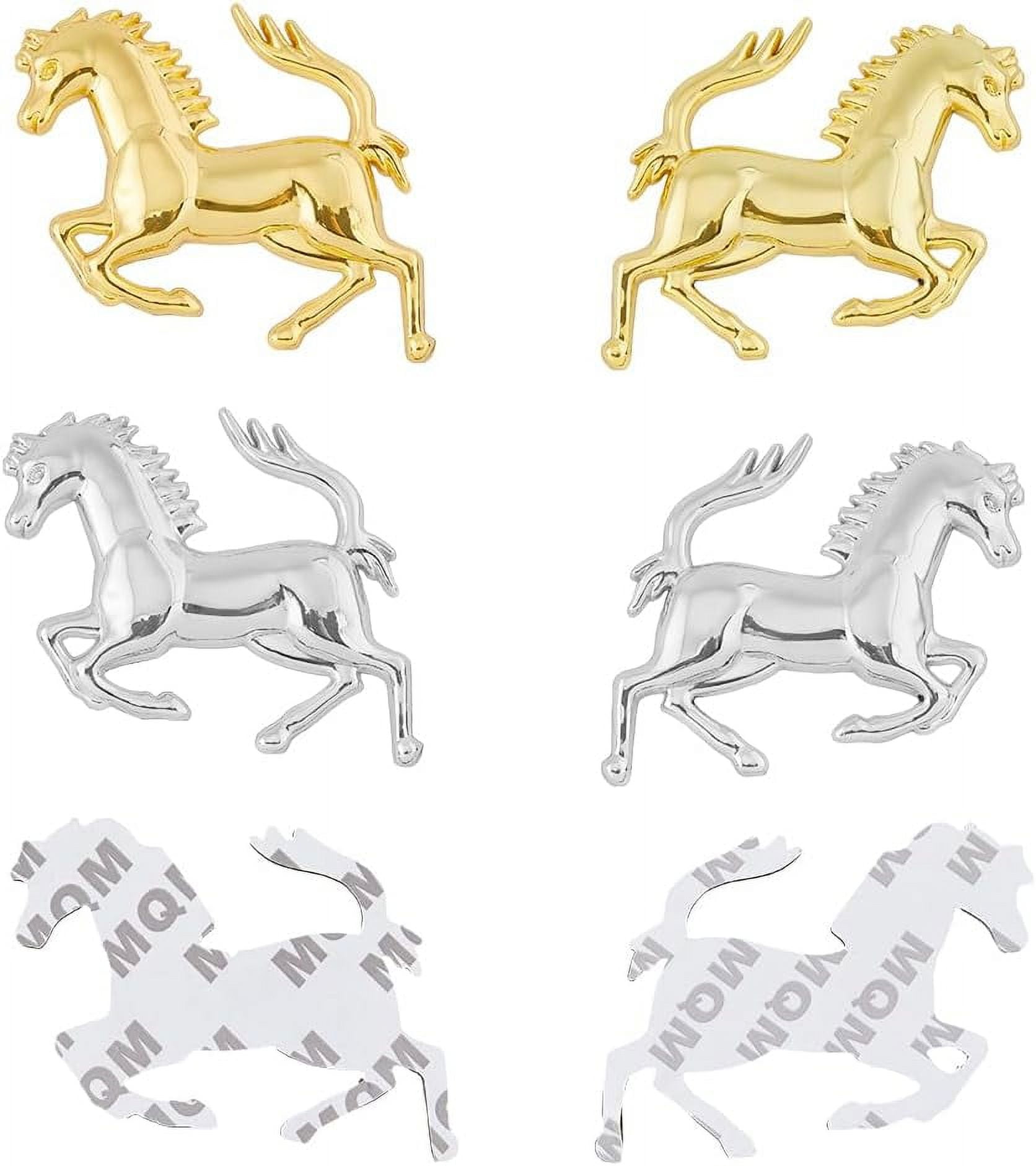 2 Pairs 2 Colors Zinc Alloy 3D Horse Badge Metal Stickers Car Logo ...