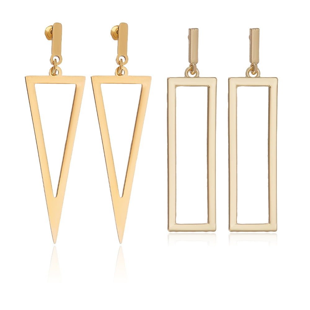 2 Pairs 2 Style 316 Surgical Stainless Steel Hollow Out Triangle ...