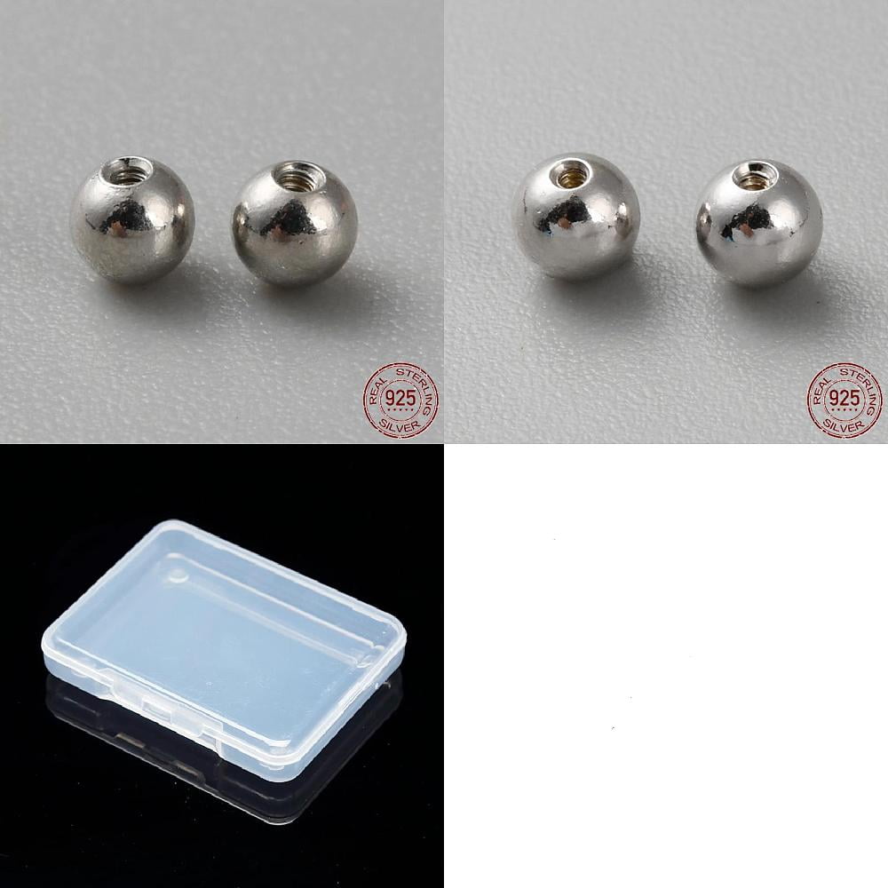 2 Pairs 2 Styles 925 Sterling Silver Ear Nuts Round Ear Backs Platinum ...