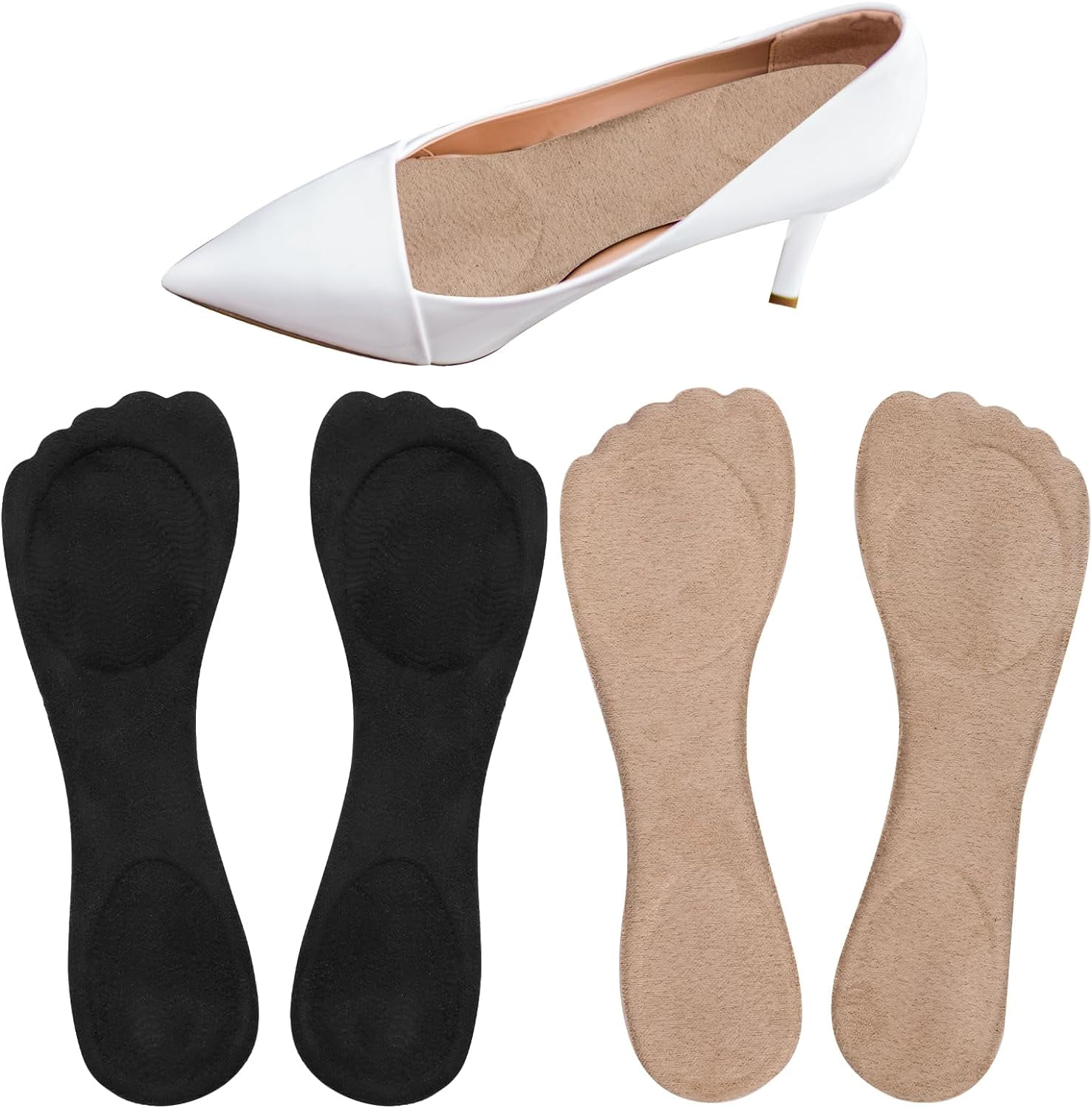 LAEYI 2 Pairs 3/4 Gel Cushioning Inserts, Velvet Adhesive Inner Soles ...