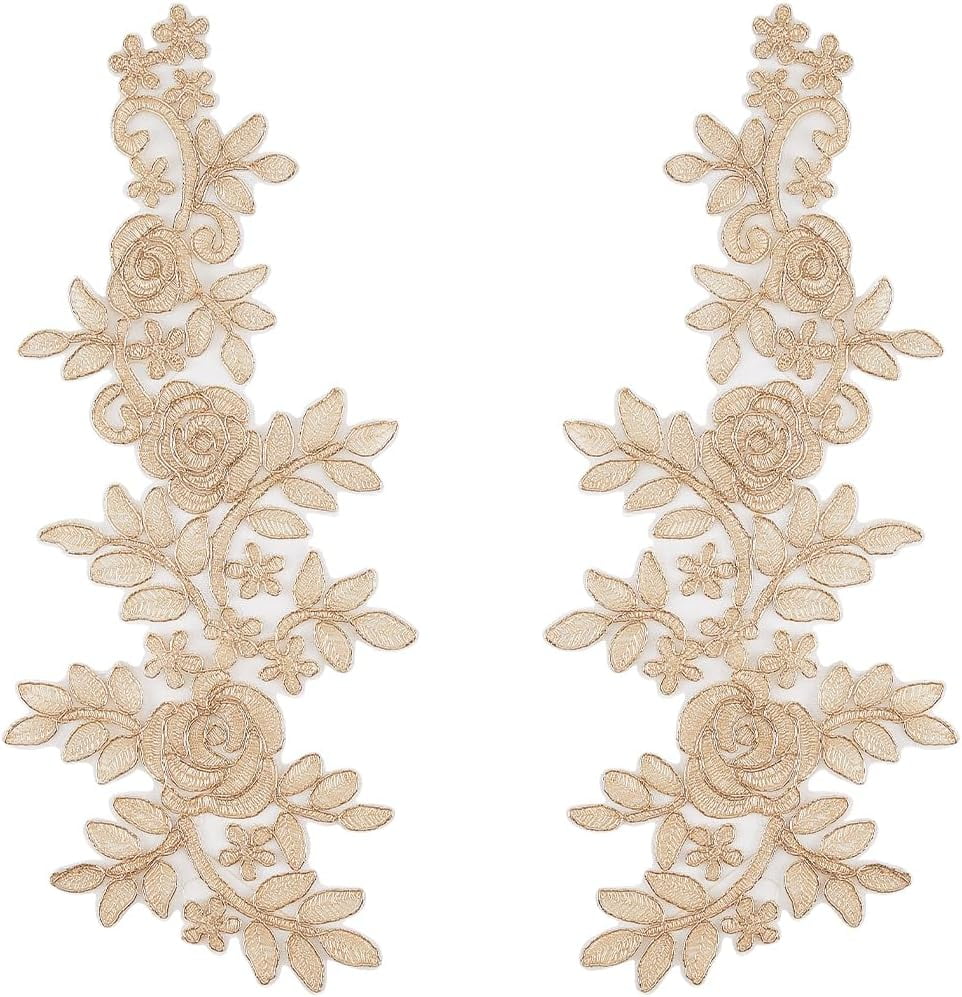 2 Pairs 3D Embroidered Flower Lace Patches Appliques Decorative Floral ...