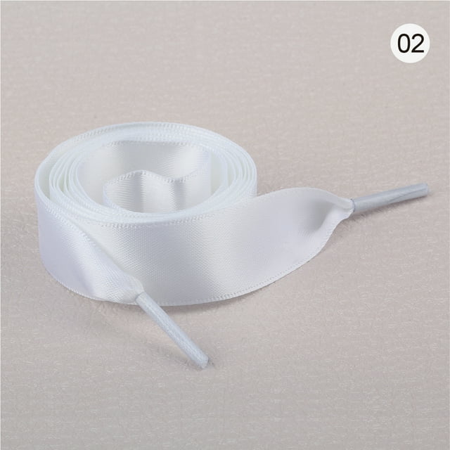 2 Pairs 47" Flat Satin Ribbon Shoelaces Silk Shoestring Wide Shoe Laces ...