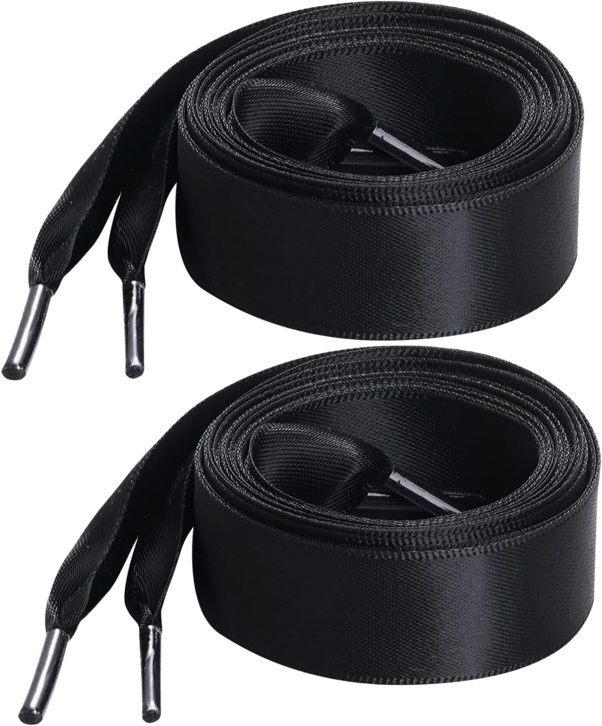 2 Pairs 47" Flat Satin Ribbon Shoelaces Silk Shoestring Wide Shoe Laces ...