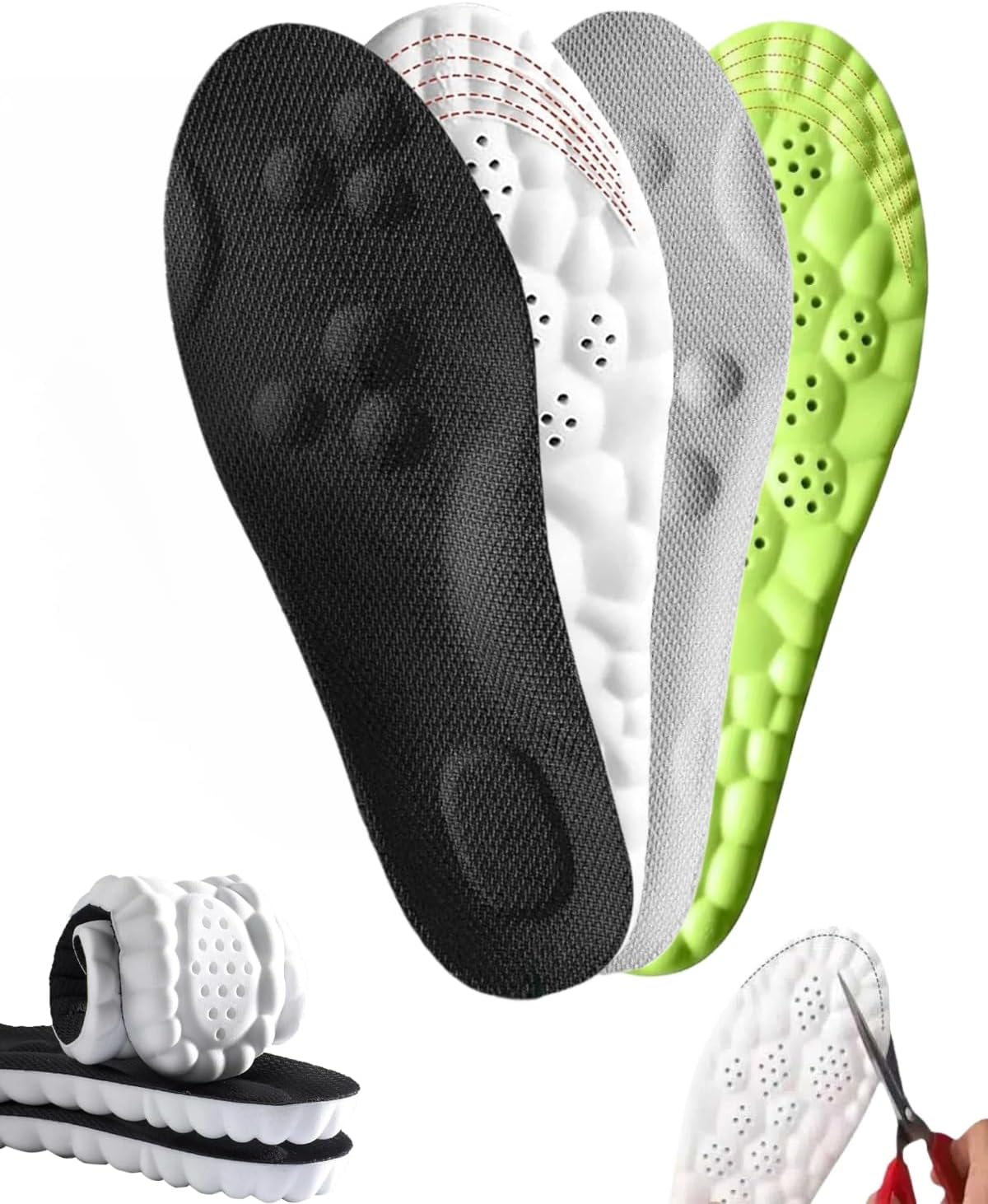 2 Pairs 4D Cloud Insoles for Women and Men, Super Soft Massage Memory ...