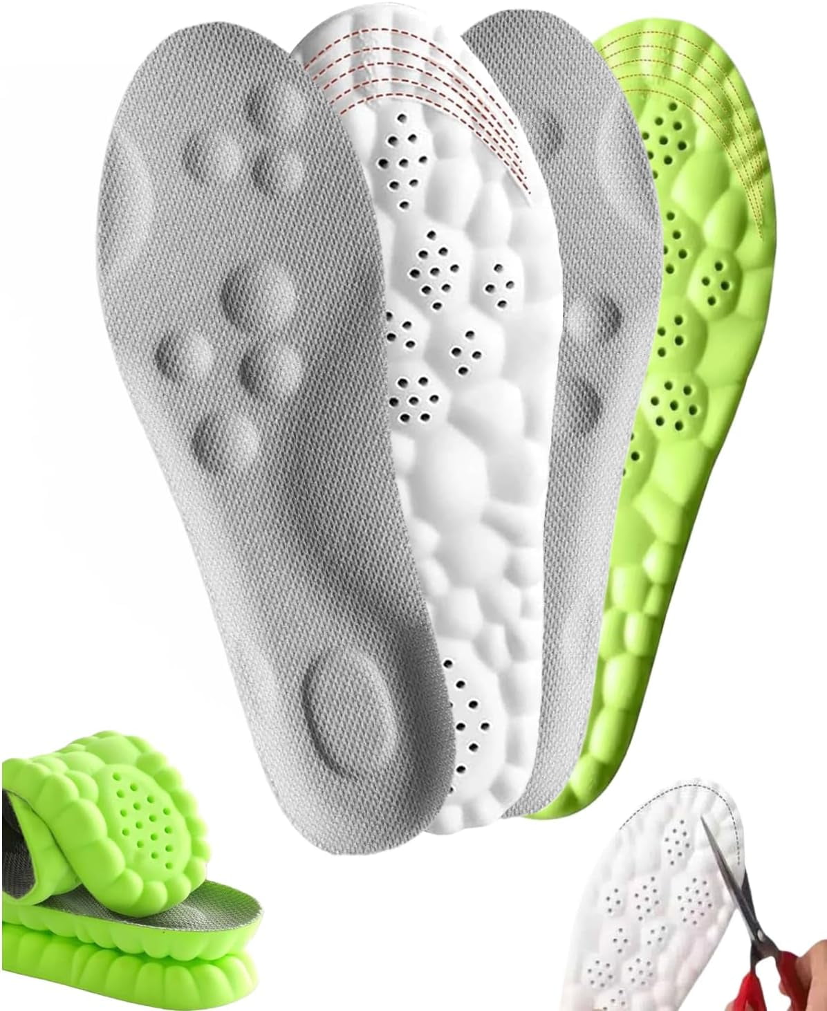 2 Pairs 4D Cloud Insoles for Women and Men, Super Soft Massage Memory ...