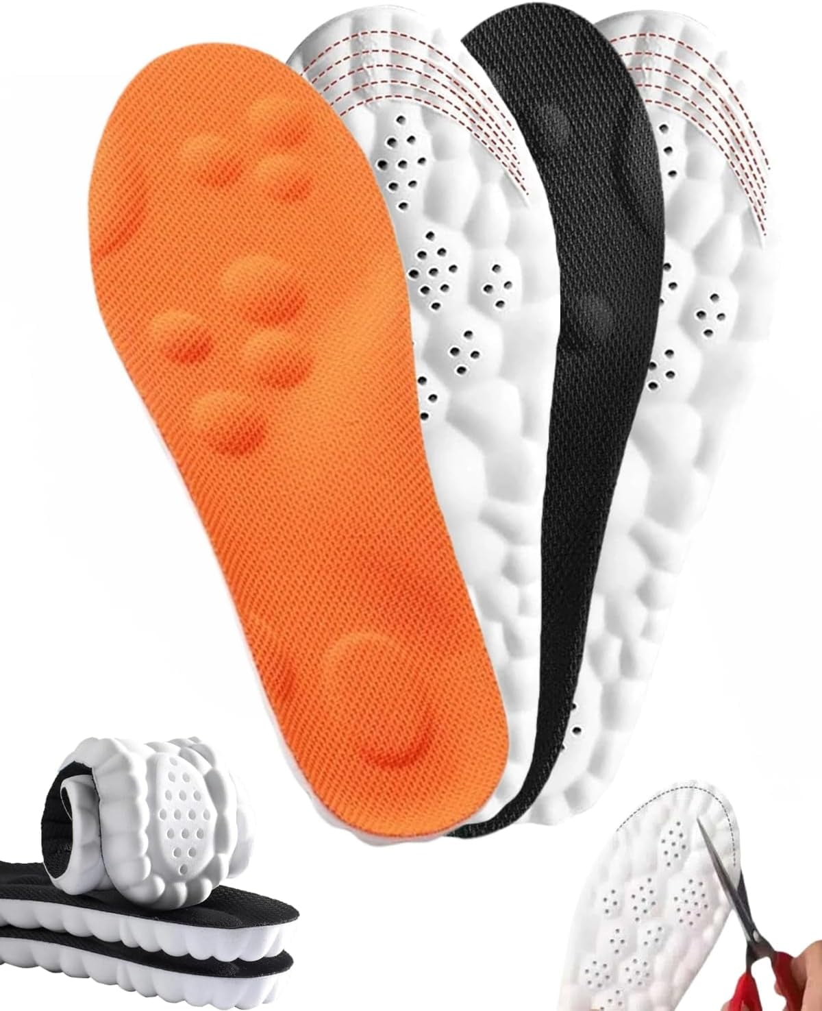 2 Pairs 4D Cloud Insoles for Women and Men, Super Soft Massage Memory ...