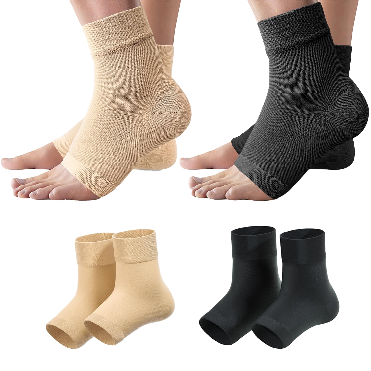 2 Pairs Ankle Brace Compression Sleeves - 8-15 mmhg Open Toe ...