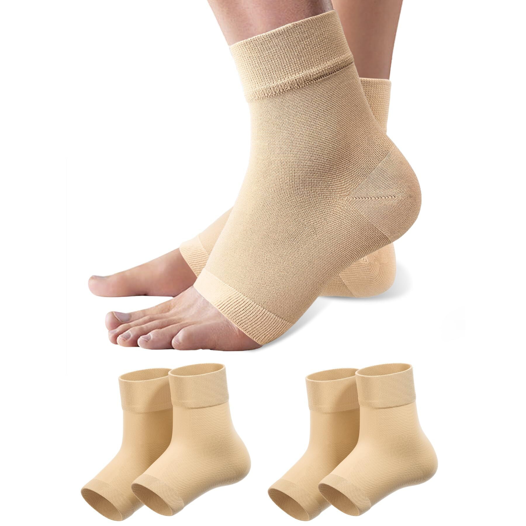 2 Pairs Ankle Brace Compression Sleeves - 8-15 mmhg Open Toe ...