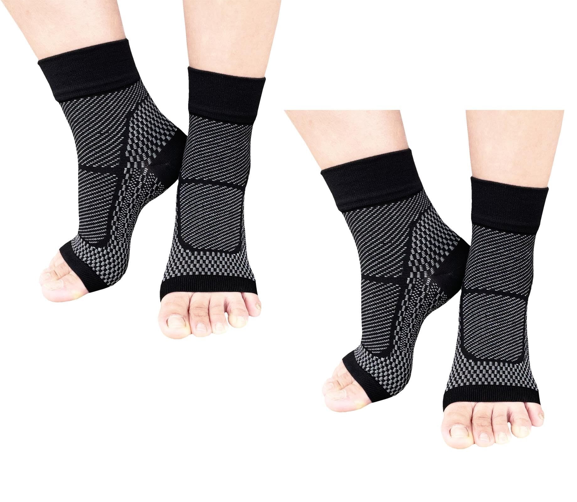 2 Pairs Ankle Brace Compression Sleeves - 8-15 mmhg Open Toe ...