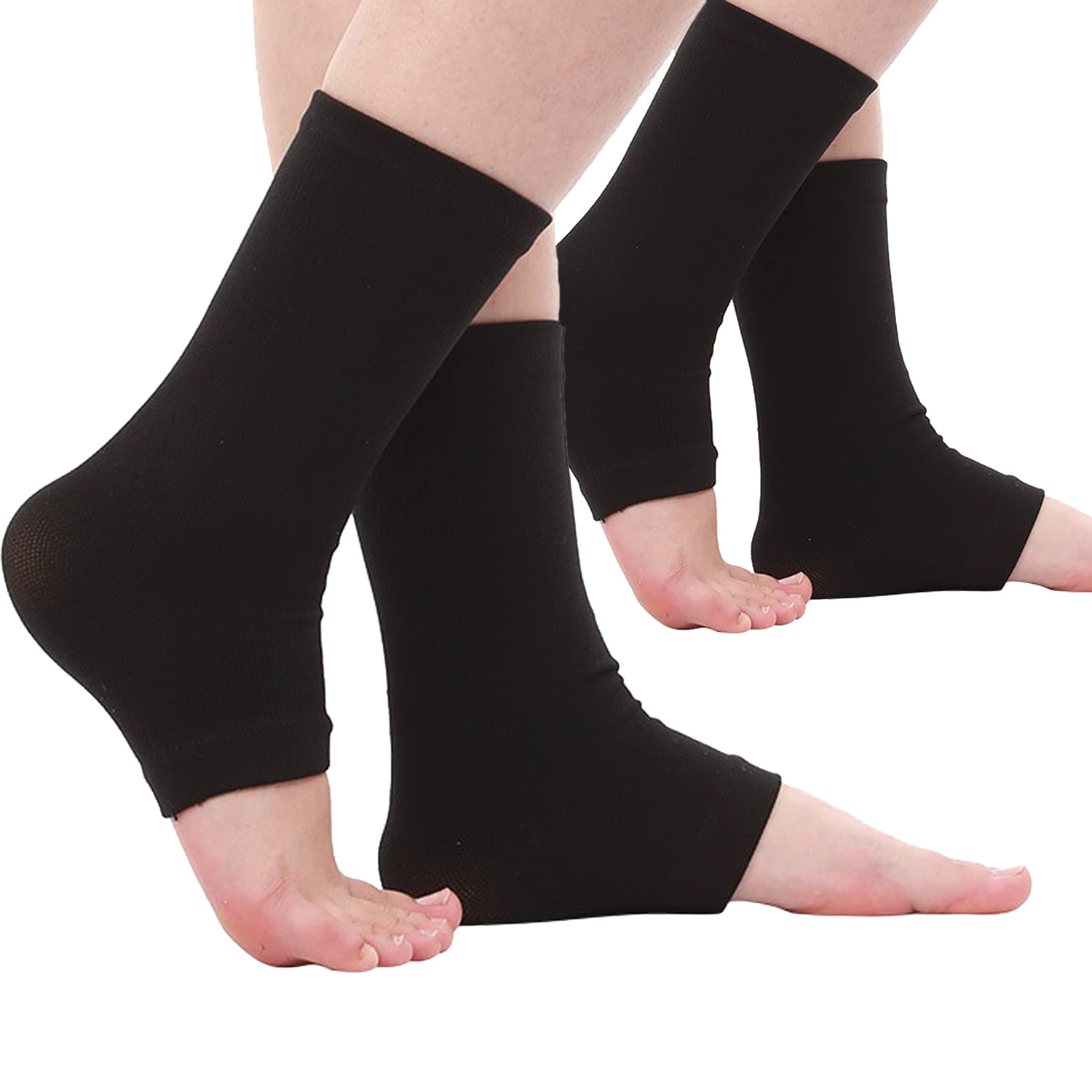2 Pairs Ankle Brace Compression Sleeves - 8-15 mmhg Open Toe ...