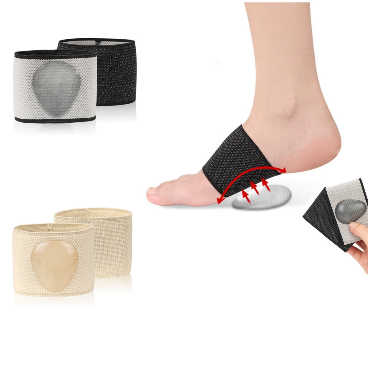 2 Pairs Arch Support Bands, Soft Arch Support Socks with Compression ...