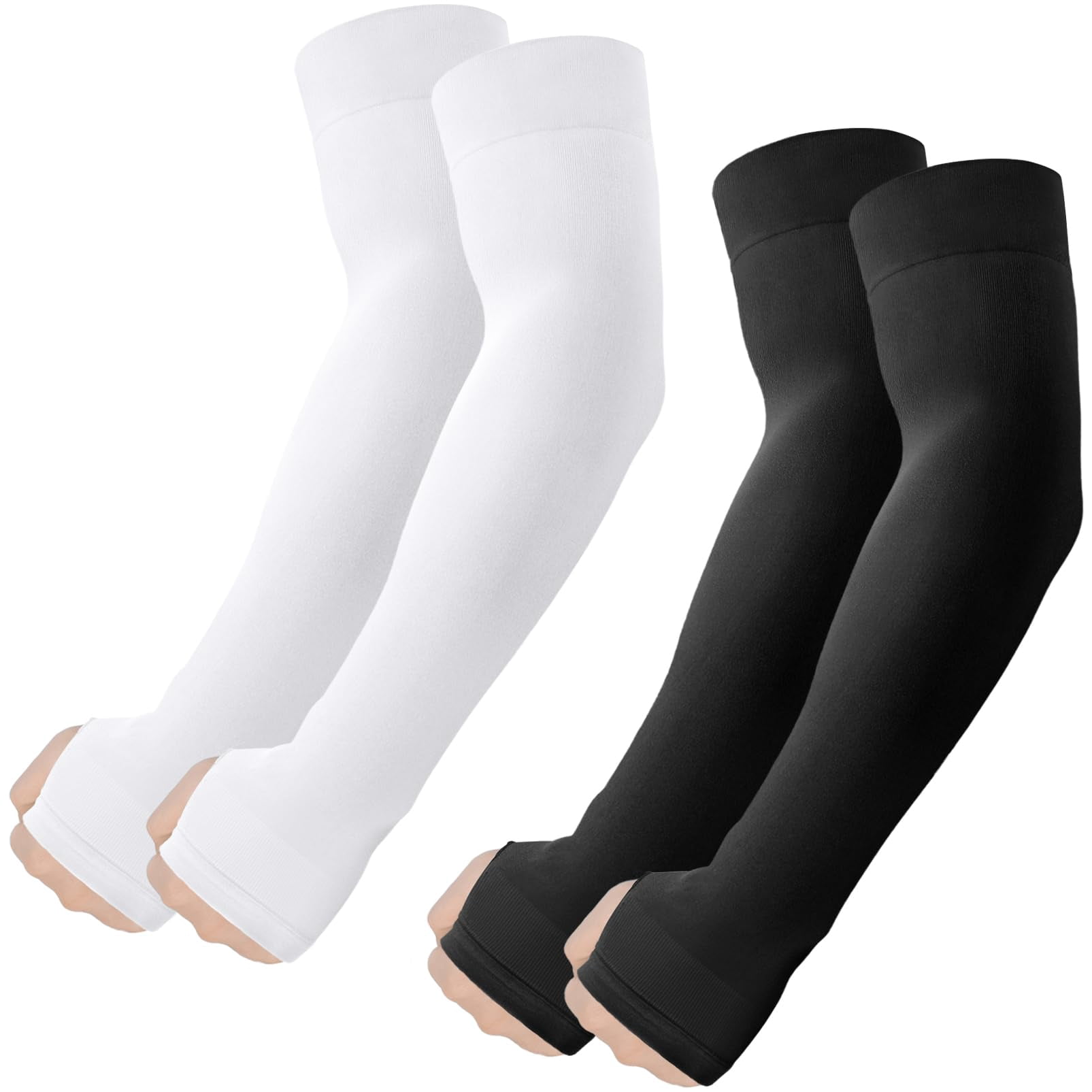 2 Pairs Arm Sleeves with Thumb Hole, UV Sun Protection Cooling ...