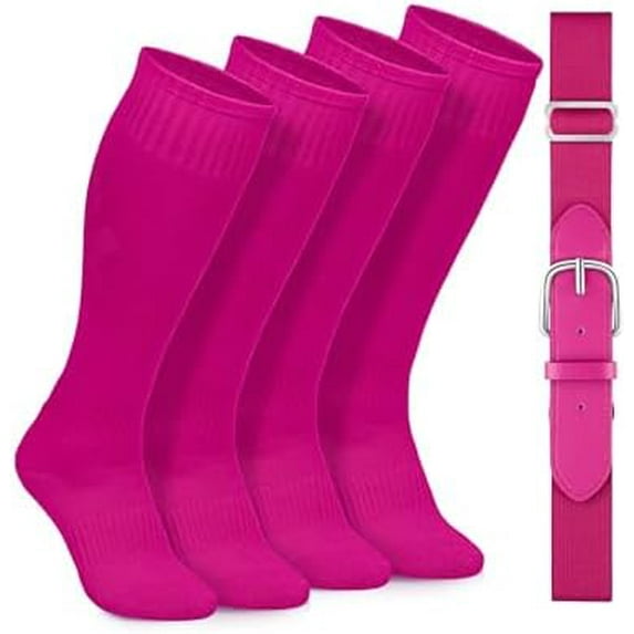 2 Pairs Baseball Socks and Belt Cotton Adjustable Youth Baseball ...