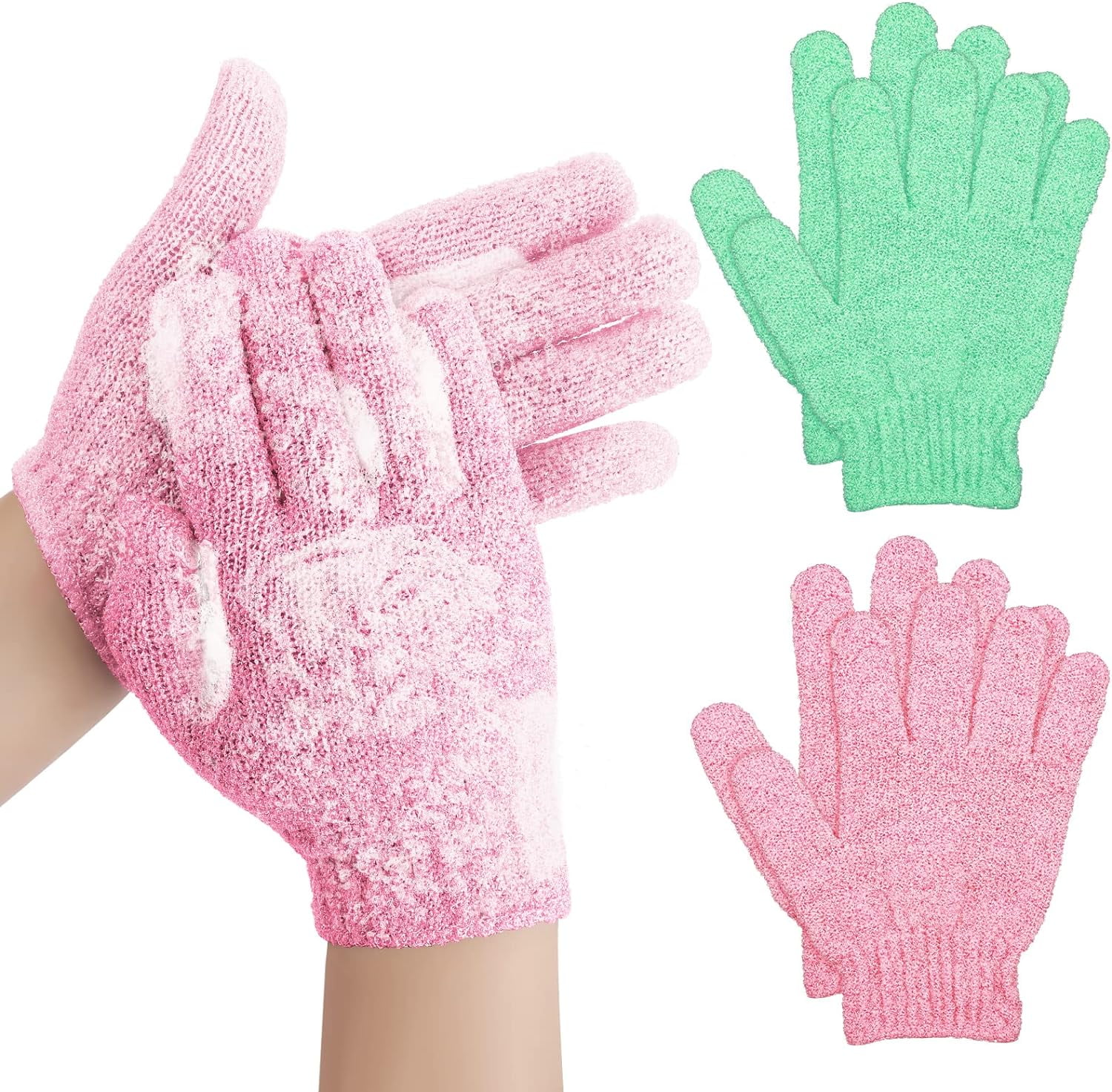 2 Pairs Bath Gloves for Shower Natural Loofah Exfoliating Wash Gloves ...