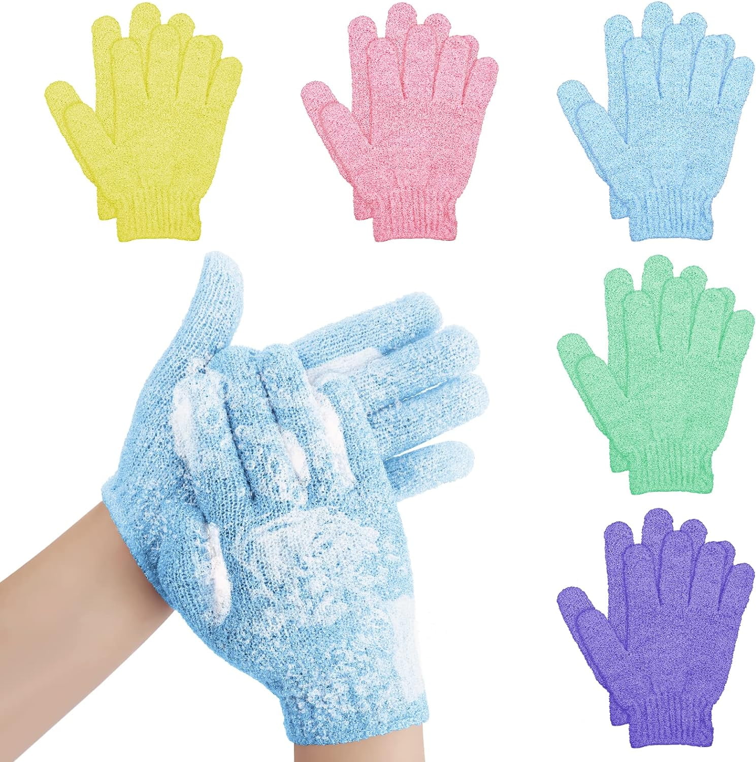 2 Pairs Bath Gloves for Shower Natural Loofah Exfoliating Wash Gloves ...