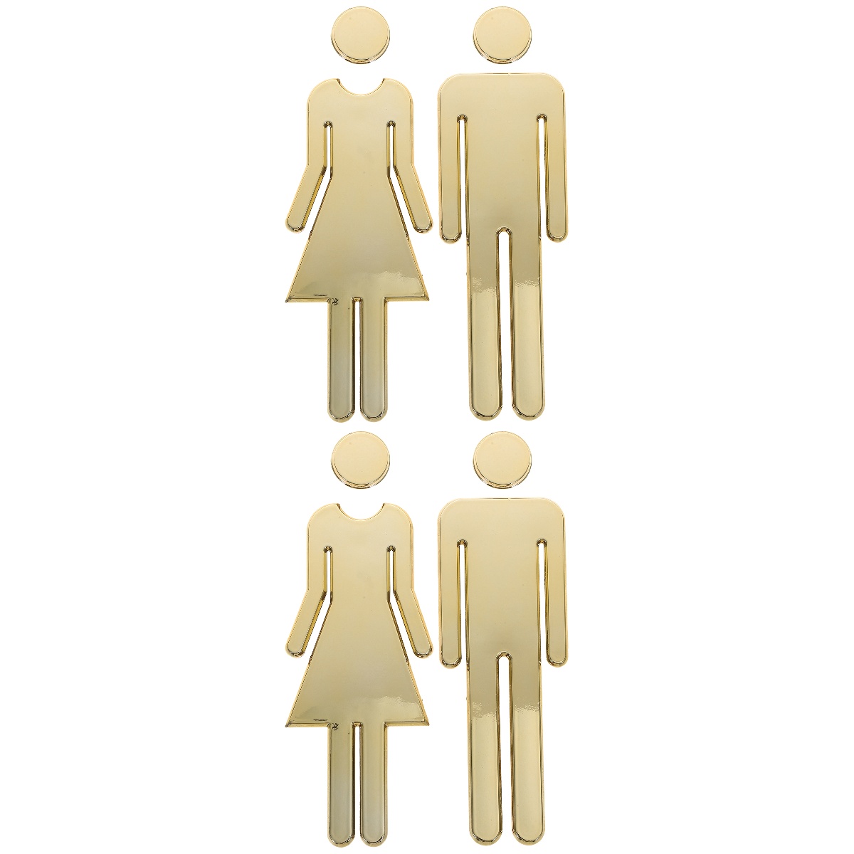 2 Pairs Bathroom Identification Signs Restroom Men and Women Golden ...