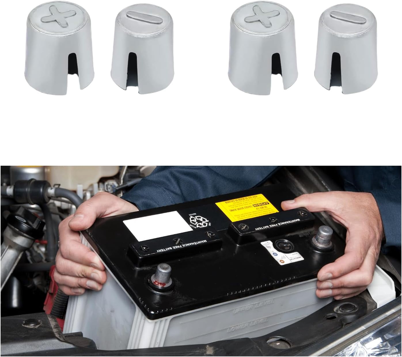 2 Pairs Battery Post Shims, Lead Alloy Car Battery Post Adapter for ...