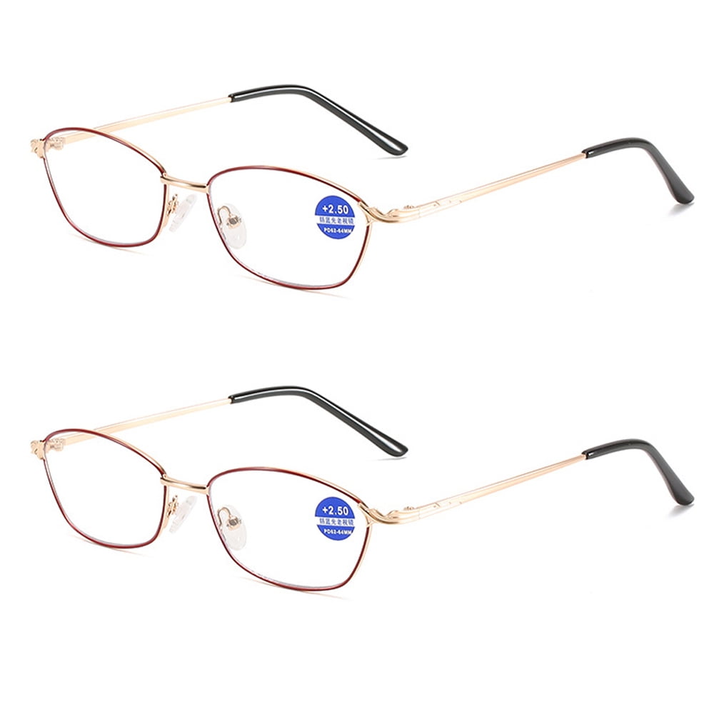 2 Pairs Bifocal Blue Light Blocking Reading Glasses Metal Flexible ...