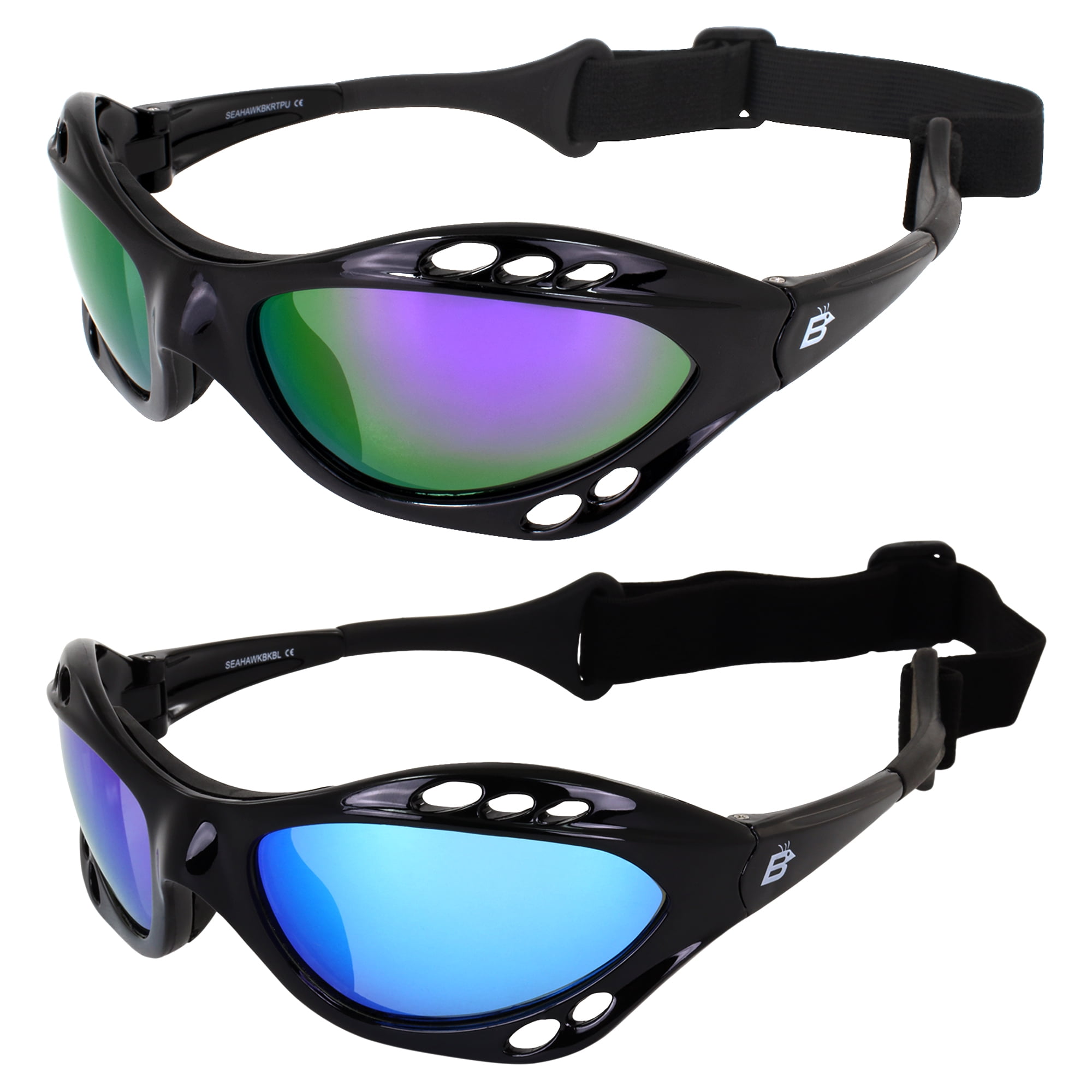 2 Pairs Birdz Seahawk Padded Polarized Sunglasses w/Strap Water Sports ...