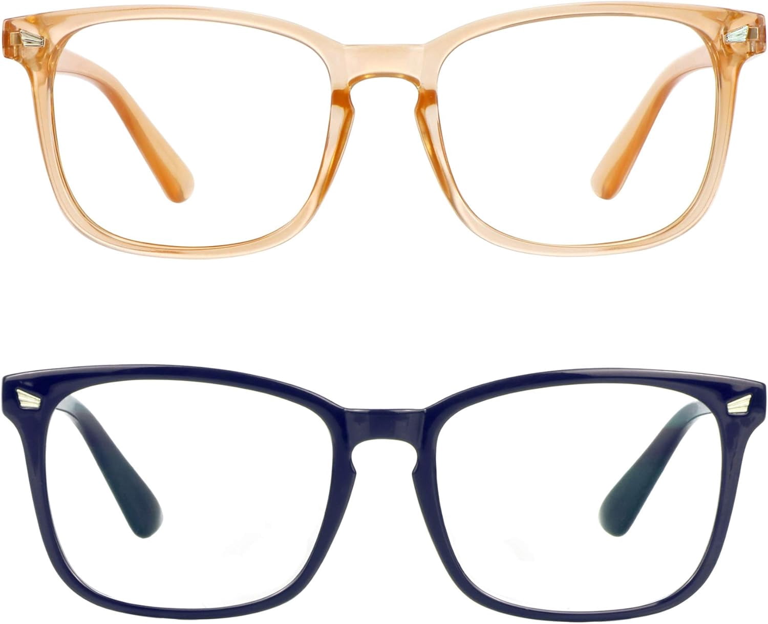 2 Pairs Blue Light Blocking Glasses with Spring Hinge, Anti Eyestrain ...