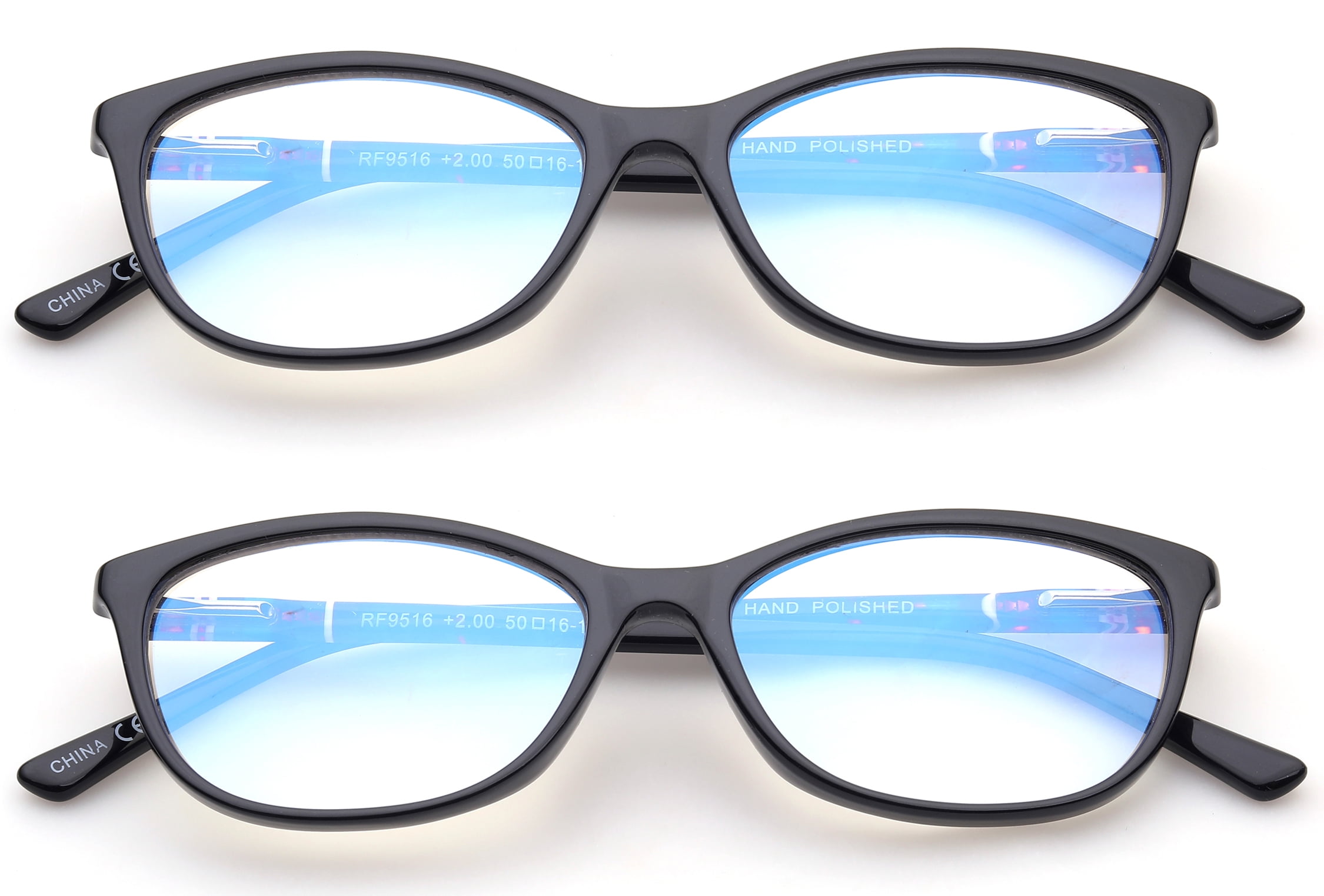 2 Pairs - Blue Ray Blocking Lens Light Weight Cateye Frame Acetate ...