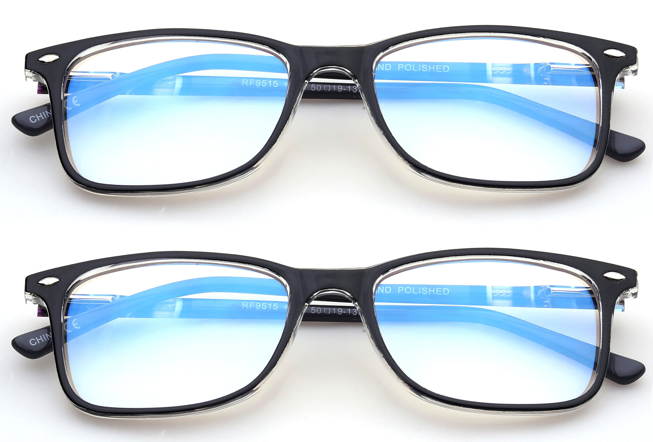 2 Pairs - Blue Ray Blocking Lens Light Weight Frame Acetate Spring ...