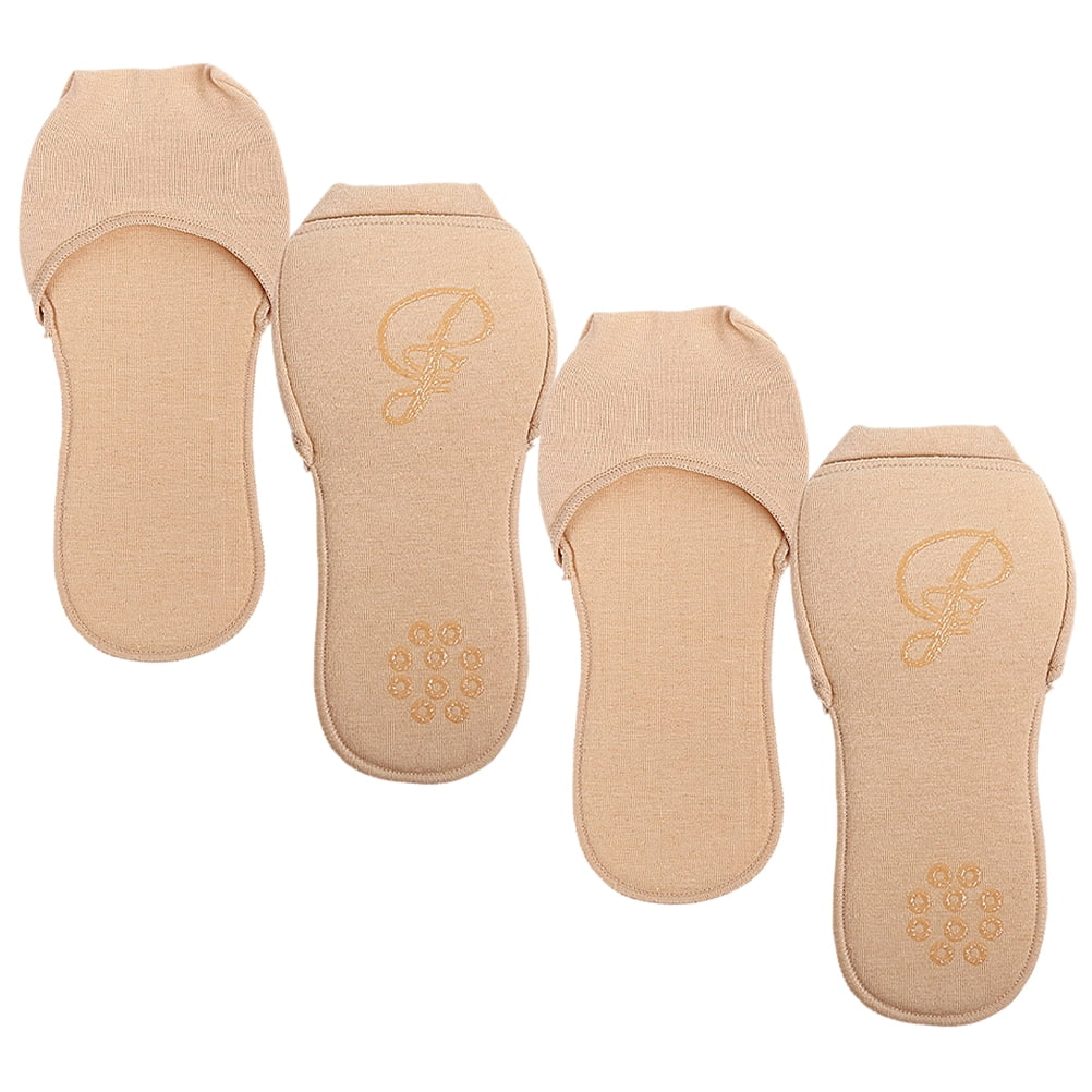 2 Pairs Boat Shoe Socks Slippers Day And Night Use Cross Strap Toe Guard Invisible Cotton Sponge